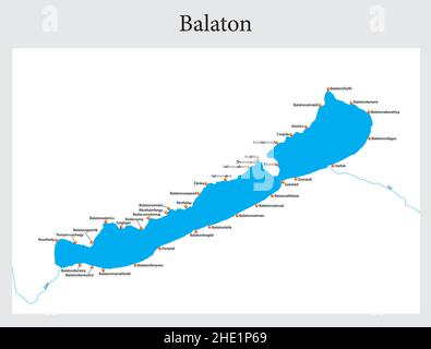 Lake Balaton (Hungary) map vector illustration, scribble sketch Balaton ...