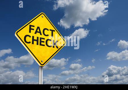 Fact Check road sign information Stock Photo - Alamy
