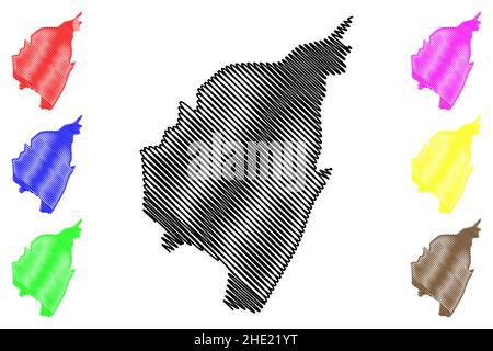 Tirupathur district (Tamil Nadu State, Republic of India) map vector ...