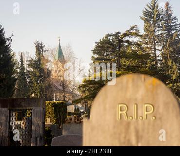 Graveyard letters death blurred Stock Photo - Alamy