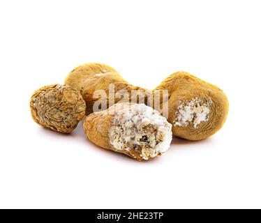 spoiled or bad potatoes isolated on white background, signs of spoilage ...