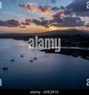 Elevated view Windermere Lake District Cumbria England uk with ...
