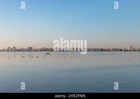 Lake Timsah, panoramic photo taken on a sunny morning. This is one of ...