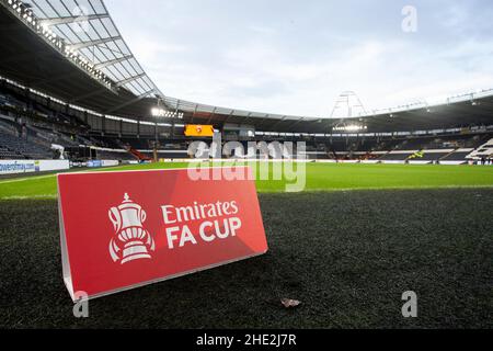 Emirates FA Cup branding inside Pride Park, home to Derby County before ...