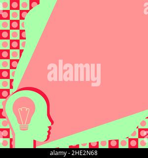 Head With Illuminated Light Bulb With Showing Technology Ideas Stock ...