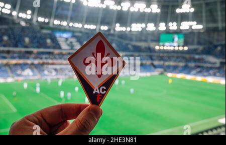 September 12, 2021, Florence, Italy. The emblem of the football club ...
