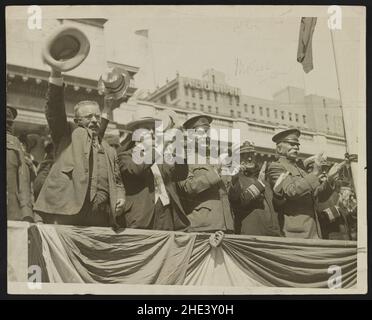 Roosevelt waving hat Stock Photo - Alamy