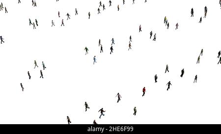 group of people - top view with shadow - isolated on white background ...