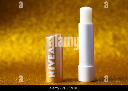 Beiersdorf, Germany - January 9, 2022: Nivea caring lip balm Stock ...