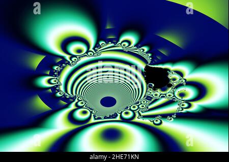 Green blue abstract fractal texture on black background. Fantasy ...