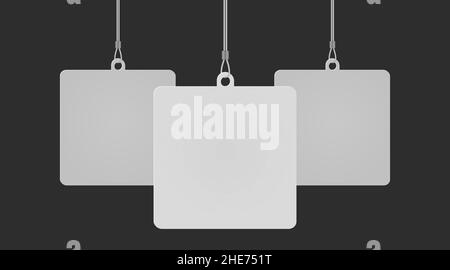 Square dangler hanging from ceiling realistic mockup. Mock up of ...