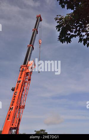 The extended arm of a mobile crane Stock Photo - Alamy