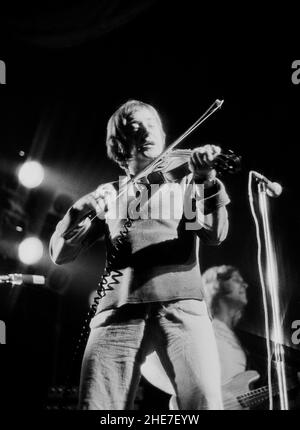 English musician Dave Swarbrick performing with Fairport Convention in ...