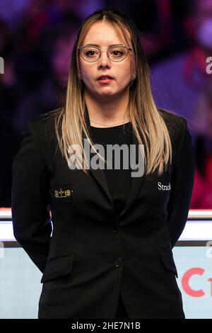 Referee Desislava Bozhilova during day 1 of the Betfred World Snooker ...