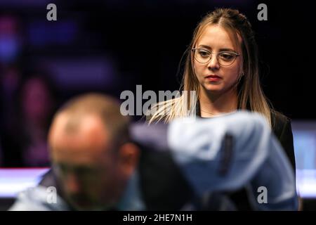 Referee Desislava Bozhilova during day 1 of the Betfred World Snooker ...