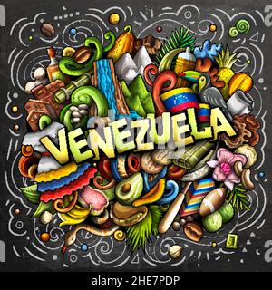 Venezuela cartoon vector doodle chalkboard illustration Stock Vector ...