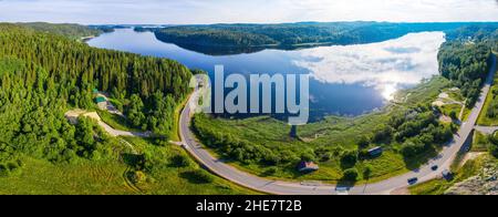 Aerial view of the system of lakes with islands Stock Photo - Alamy