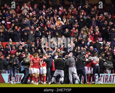 Lewis Grabban (7) of Nottingham Forest celebrates after scoring a goal ...