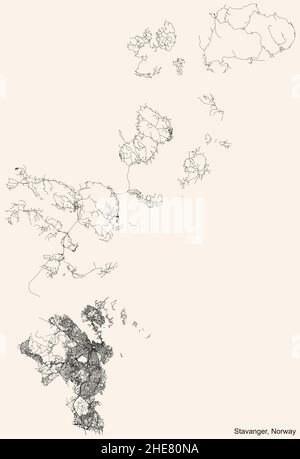 Map of Stavanger, Norway. Detailed city vector map, metropolitan area ...
