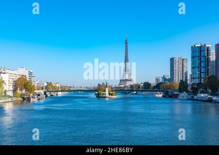 View of the Eiffel Tower and Beaugrenelle in Paris, France on June 14 ...