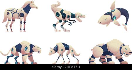 Robotic animals. Cyber technology futuristic androids from flora ...