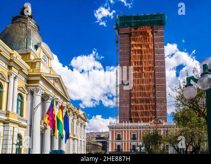 Plaza Murillo and Bolivian Palace of Government - La Paz, Bolivia Stock ...