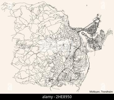 Trondheim vector map. Detailed map of Trondheim city administrative ...