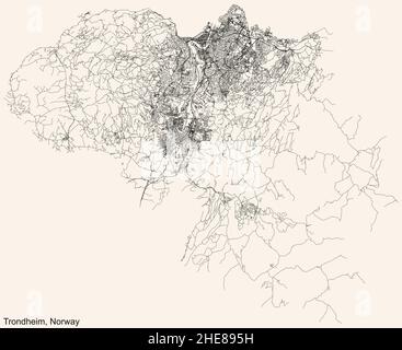 Trondheim vector map. Detailed map of Trondheim city administrative ...