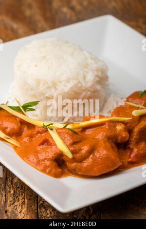 Spicy red chicken curry. Goan style chicken vindaloo. Butter chicken ...