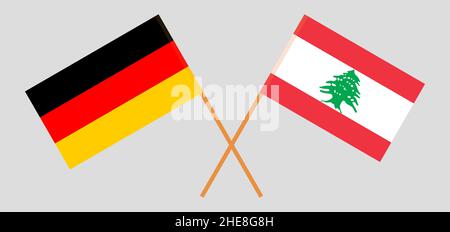 Germany and Lebanon flags for official meeting against background of ...