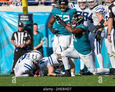 Jacksonville Jaguars defensive end Dawuane Smoot performs a drill ...