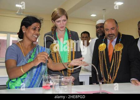 Samantha Power opening Osmania College science lab 5 Stock Photo - Alamy