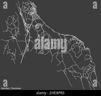 Detailed negative navigation white lines urban street roads map of the ...