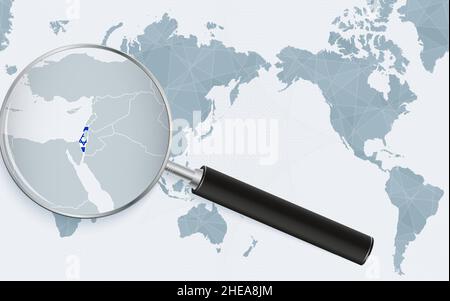 World map with magnified Israel. Israel flag and map Stock Vector Image ...