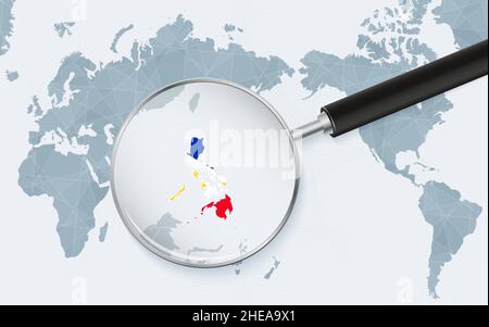 Zoom on Philippines Map and Flag. World Map Stock Vector Image & Art ...