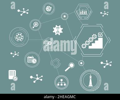 Concept of action plan with connected icons Stock Photo - Alamy