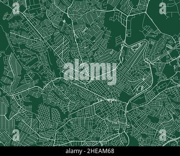 Sorocaba city vector map poster. Brazil municipality square linear ...