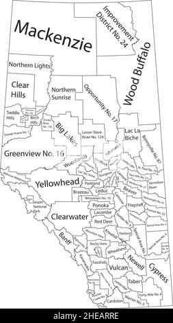 municipal districts in Alberta Canada vector map Stock Vector Image ...
