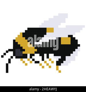 Pixel 8 bit bee. Animal game assets in vector illustration Stock Vector ...