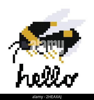 Pixel 8 bit bee. Animal game assets in vector illustration Stock Vector ...