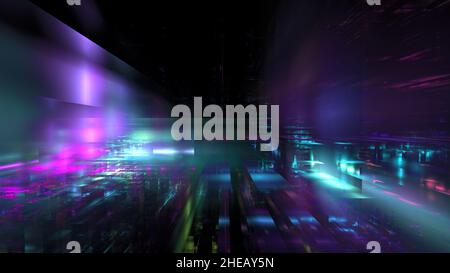 Hi tech digital interior Abstract data center server, business technology blured Polygonal ...