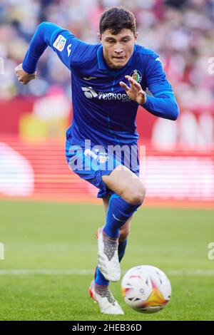 Getafe CF player Jorge Cuenca in action during the La Liga Santander ...