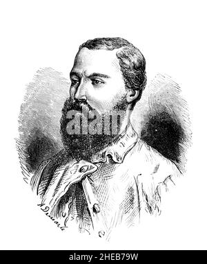 SIR SAMUEL BAKER English explorer in 1873 engraving Stock Photo - Alamy