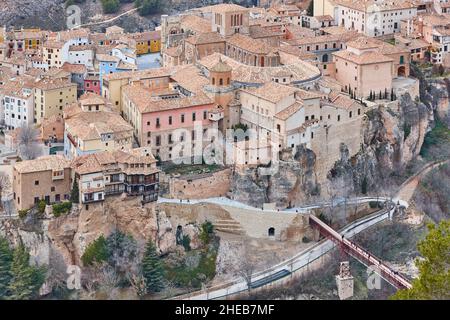 Traditional antique buildings in Cuenca unesco heritage old town. Spain ...