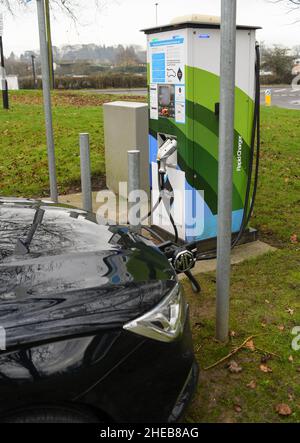 MG EV long range estate charging at a Genie point charge point at ...