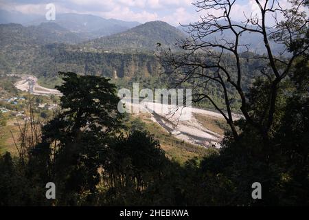 River Jaldhaka (India-Bhutan border) from Gairibas viewpoint on Khunia ...