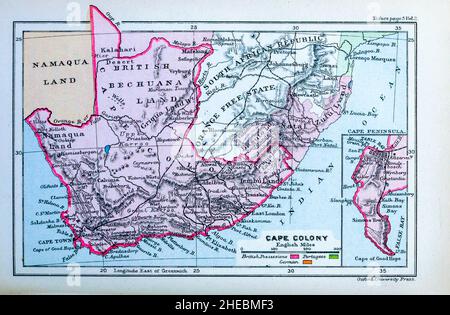Ancient map of Cape Colony in Divisions with Basutoland and the Orange ...