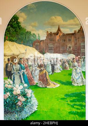 Mural in colonnade, Holland Park garden, Kensington London; painted by Mao Wenbiao in 1995 ...