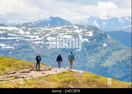 Hiking on mount Molden, Lustrafjord, Norway Stock Photo - Alamy