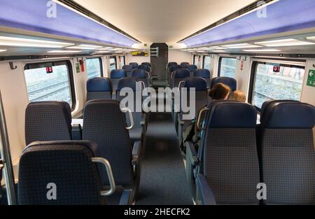 Interior of Swiss train carriage / SBB CFF FFS railway carriage ...